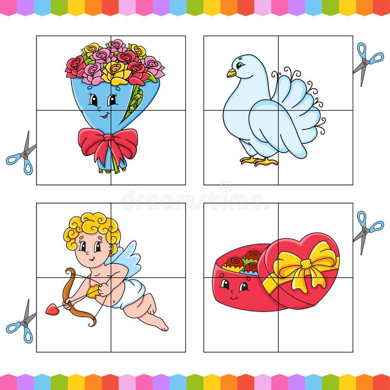 Cut and Play. Paper Game with Glue. Flash Cards. Education Worksheet ...