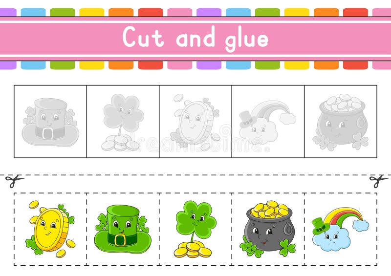 Cut and Play. Paper Game with Glue. Flash Cards. Education Worksheet ...