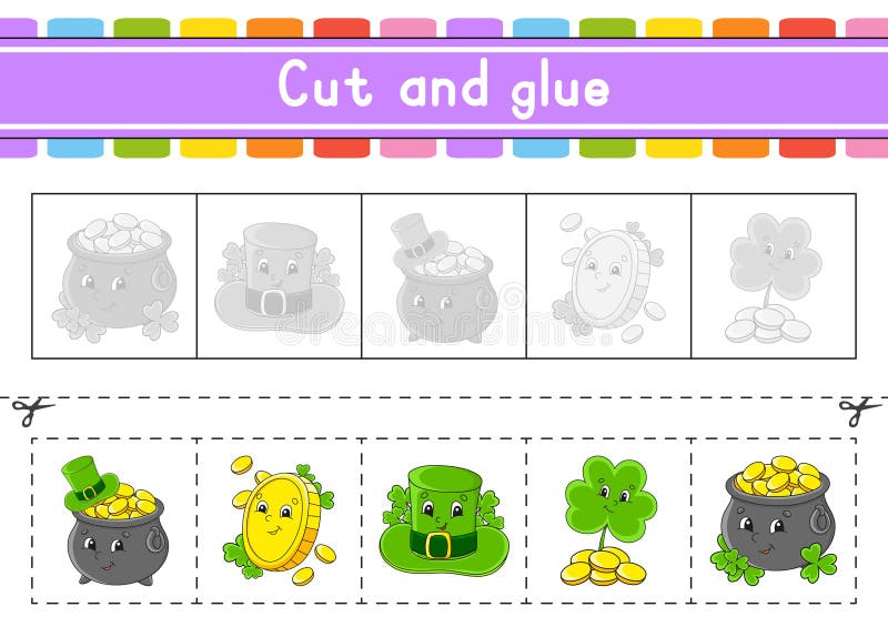 Cut and Play. Paper Game with Glue. Flash Cards. Education Worksheet ...