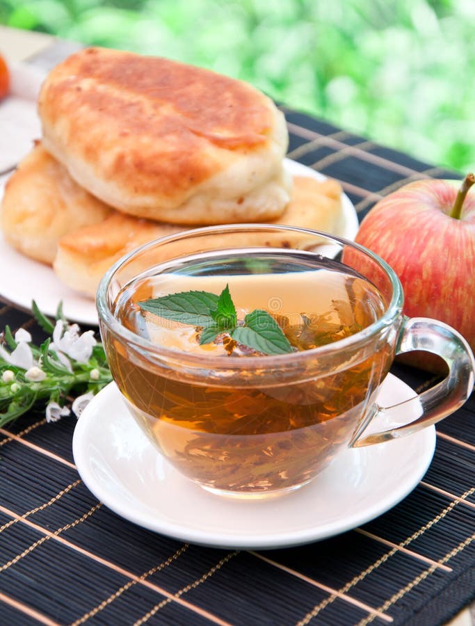 Cut of Pound Cake with Baked Apples Stock Photo - Image of ceramic ...