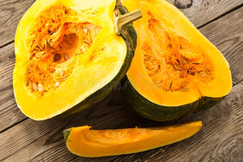 Cut the Pumpkin in Half and Slice Stock Photo - Image of decoration ...