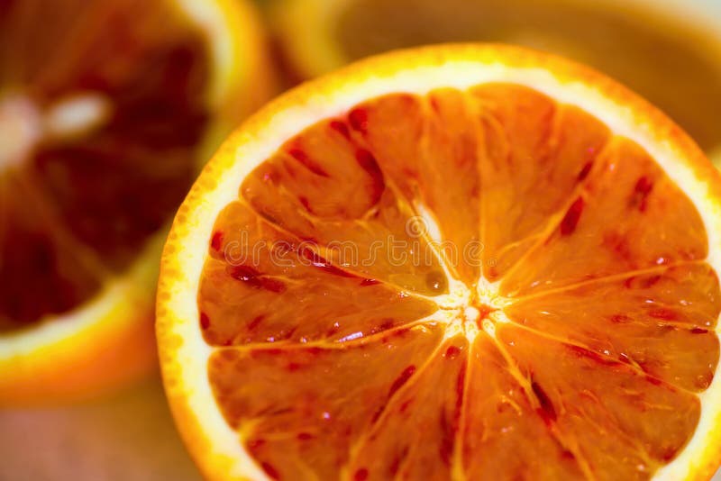 Cut red blood orange. stock image. Image of temptation - 110692287