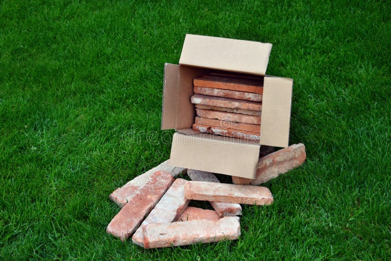 Cut Red Bricks Range in Cardboard Box Stock Image - Image of ...