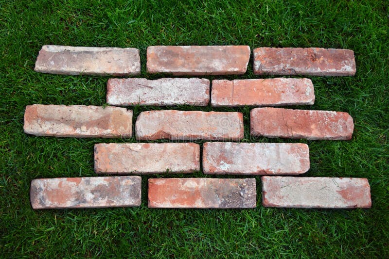 Cut Red Bricks Range Prepared To Use Design Stock Image - Image of ...