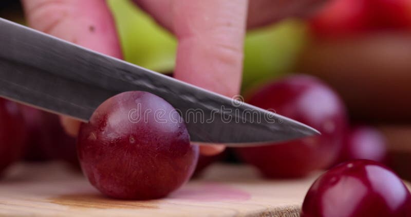 Cut the Red Grape Berry on the Table Stock Video - Video of beauty ...