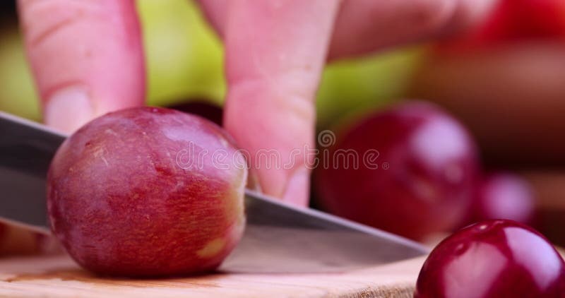 Cut the Red Grape Berry on the Table Stock Video - Video of natural ...