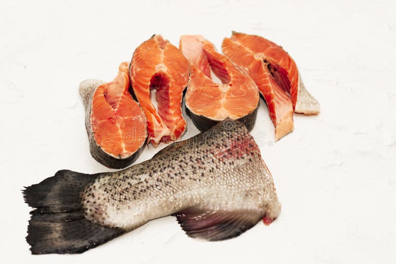 Cut Red River Trout Fish Steaks, Homemade Stock Image - Image of meat ...