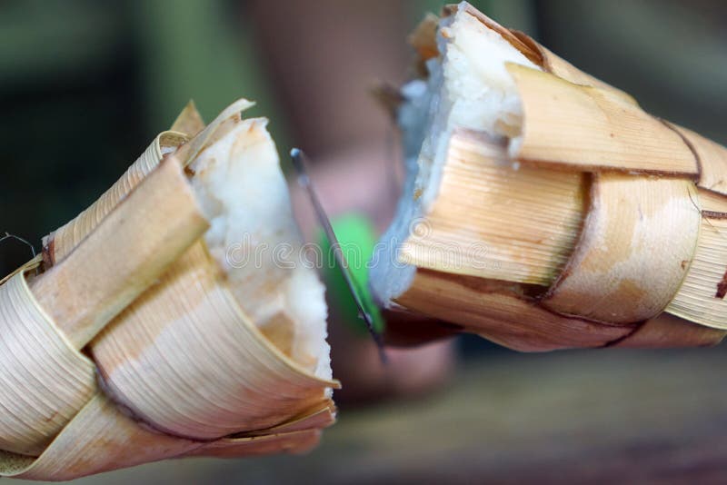 Cut the Rice Dumpling or Ketupat Stock Image - Image of design, gourmet ...