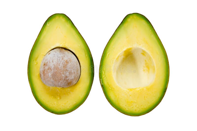 Cut Half Ripe Avocado Isolated on White Background Stock Image - Image ...
