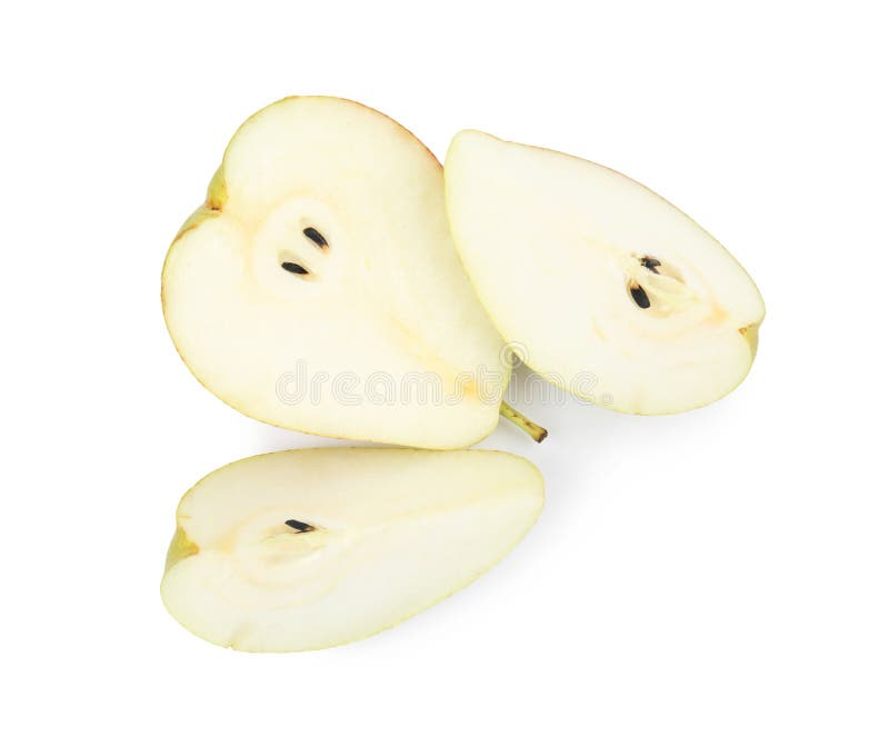Cut Ripe Juicy Pears Isolated on White Stock Photo - Image of fruit ...