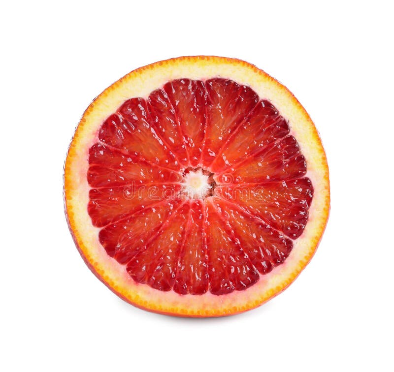 Cut Ripe Red Orange Isolated on White Stock Photo - Image of ...