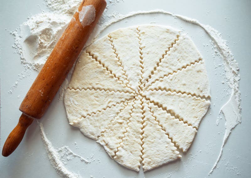 Cut the rolled dough stock image. Image of finger, shot - 85371157