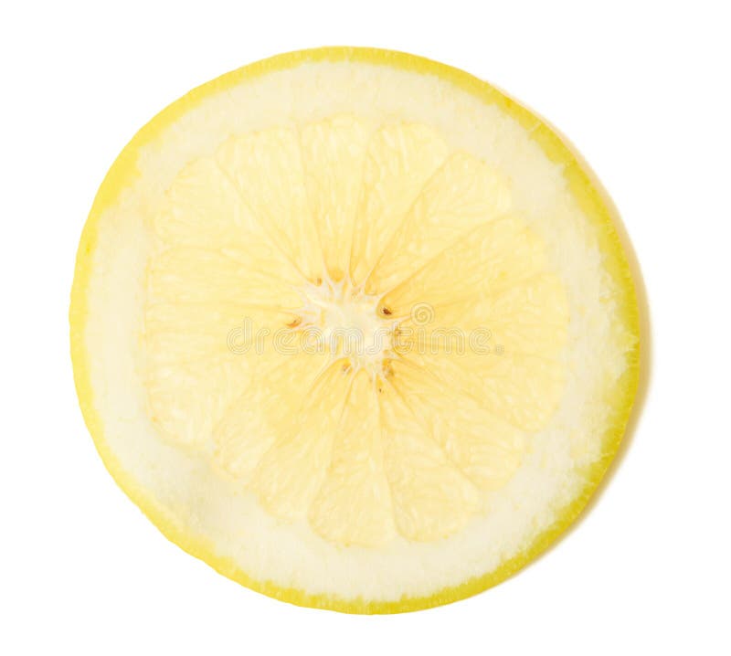 Cut Round Piece of Yellow Lemon Isolated on White Background Stock ...