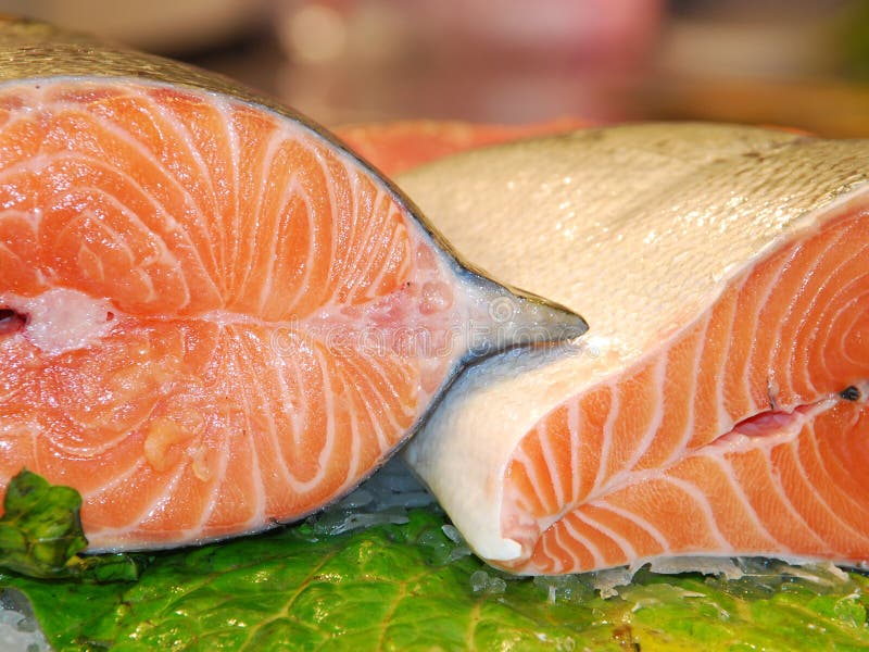 Cut salmon fish stock image. Image of seafood, dish, market - 10139991