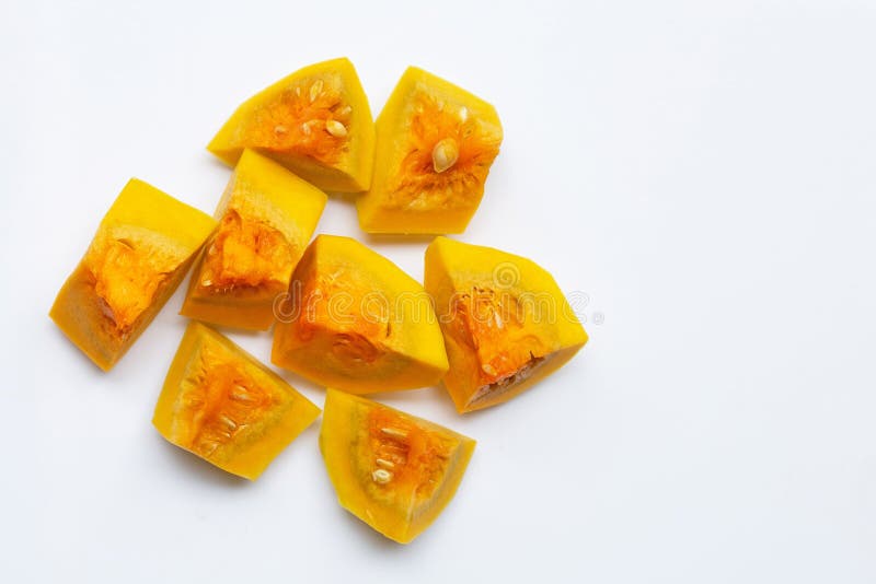 Cut and Slices Butternut Squash on White Background Stock Photo - Image ...