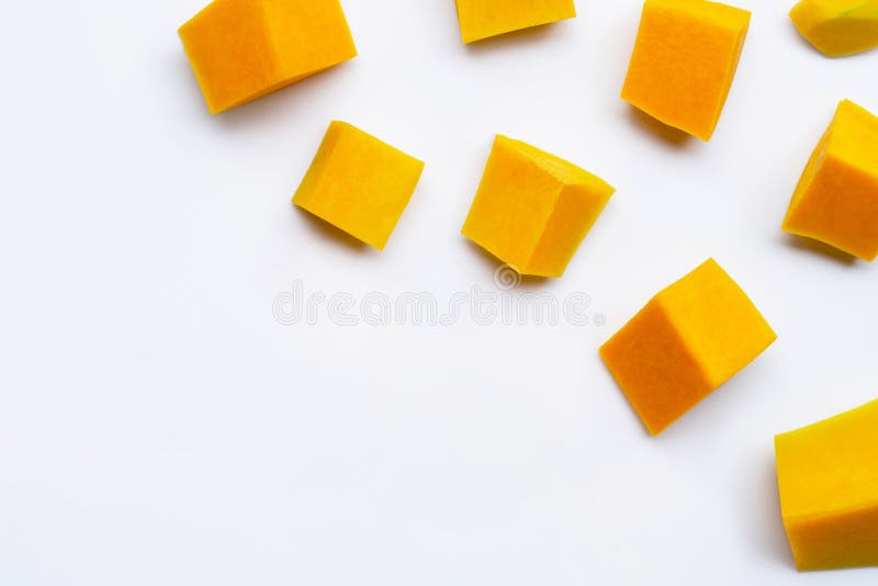 Cut and Slices Butternut Squash on White Background Stock Image - Image ...