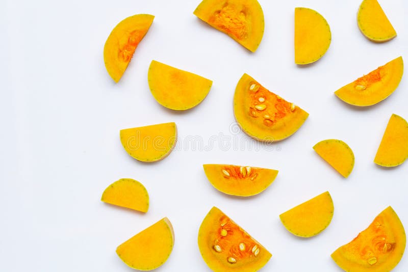 Cut and Slices Butternut Squash on White Background Stock Image - Image ...