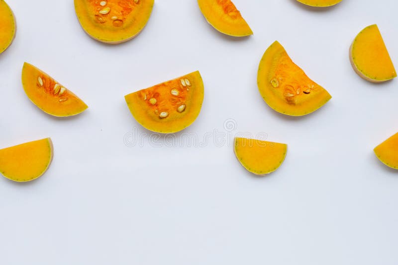 Cut and Slices Butternut Squash on White Background Stock Image - Image ...