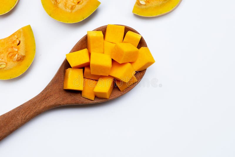 Cut and Slices Butternut Squash on White Background Stock Image - Image ...