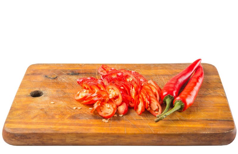 Cut Slices of Red Chili on Cutting Board V Stock Photo - Image of ...