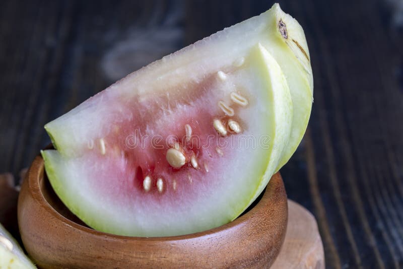Cut Small Unripe Watermelon on a Board Stock Photo - Image of water ...