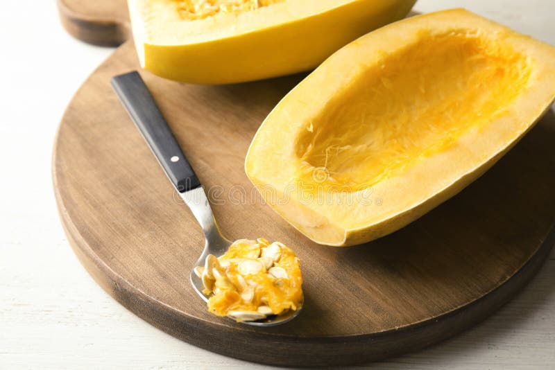 Cut Spaghetti Squash and Spoon Stock Photo - Image of fresh, food ...
