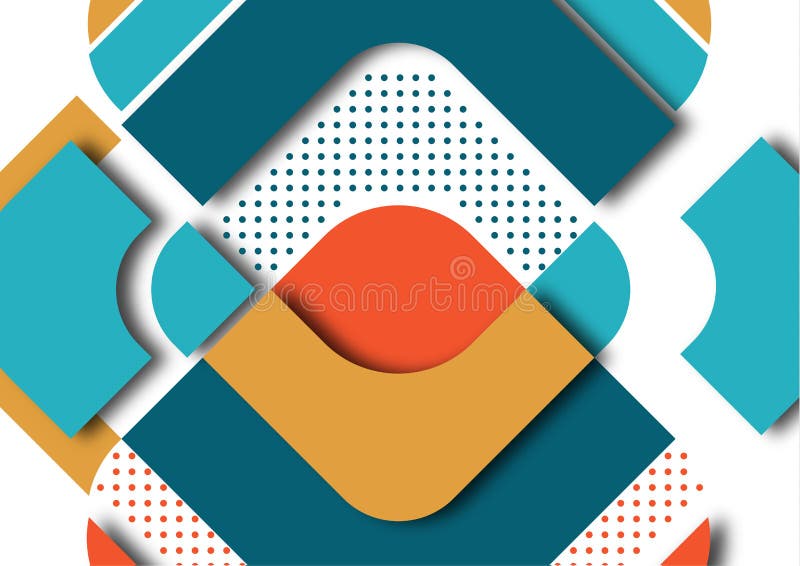 Cut Squares with Rounded Corners and Shadow, Many Dots. Bright ...