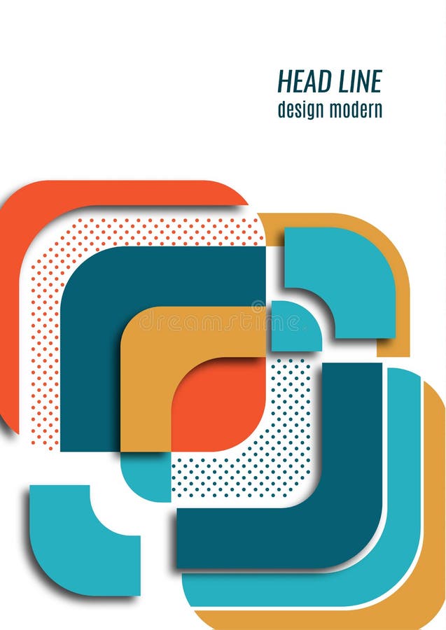 Cut Squares with Rounded Corners and Shadow, Many Dots. Bright ...