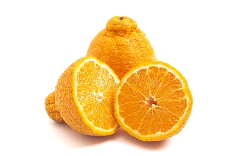 A Cut Sumo Orange on a White Background Stock Image - Image of dekopon ...