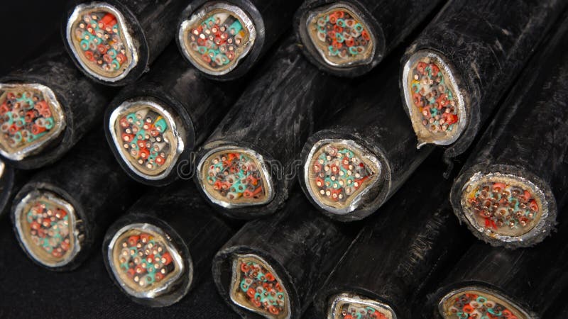 Cut Telephone Copper Cables Stock Image - Image of closeup, detail ...