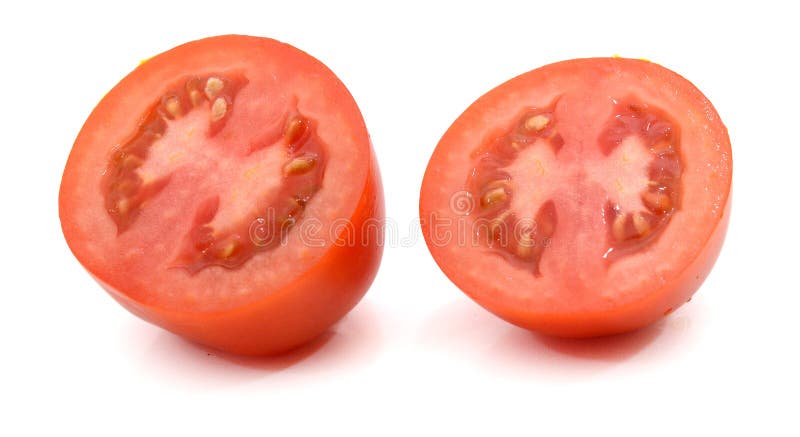 Cut tomato isolated. stock image. Image of leaf, organic - 156913523