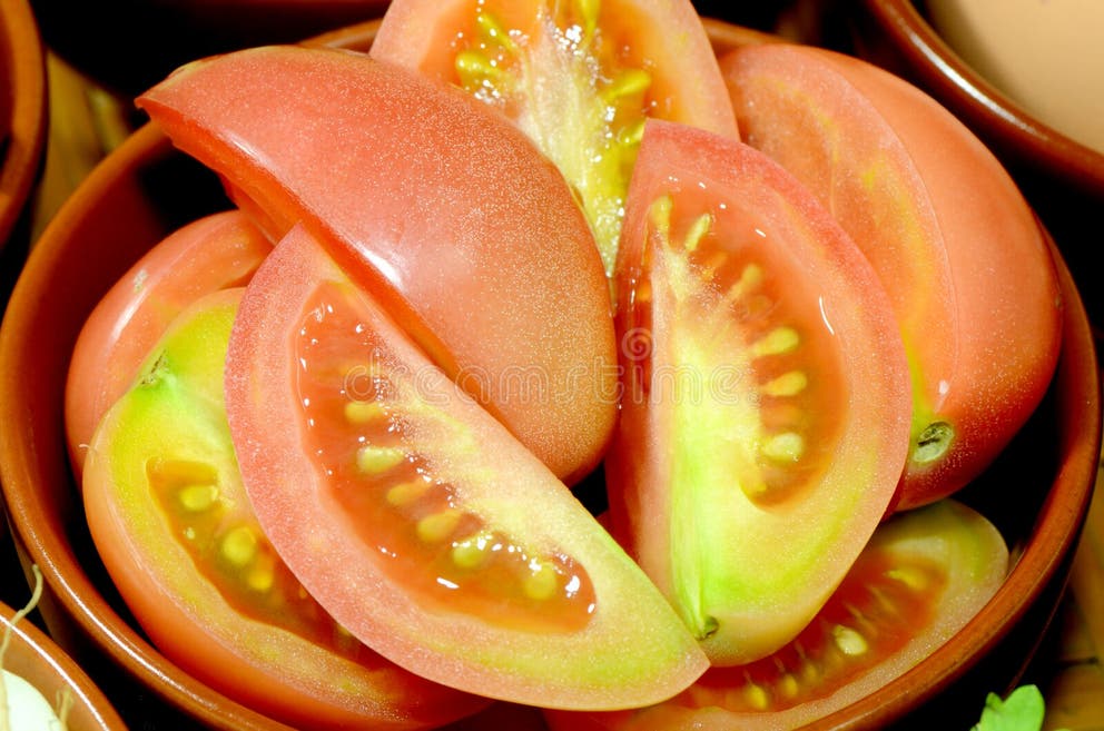 Cut tomatoes. stock photo. Image of herbal, leaves, coriander - 33408644