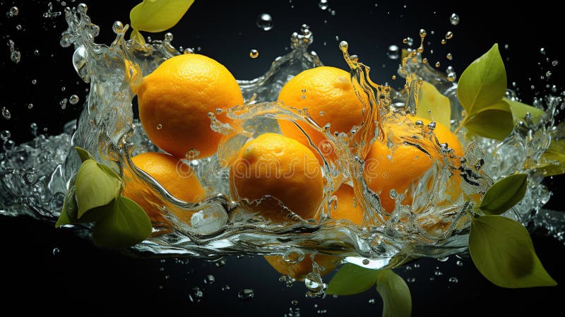 A Cut Up Little Yellow Lime with Splash of Juice and Leaves Background ...