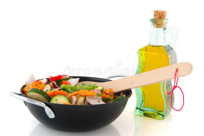 Cut Vegetables in a Frying Pan Stock Photo - Image of glass, wadjang ...