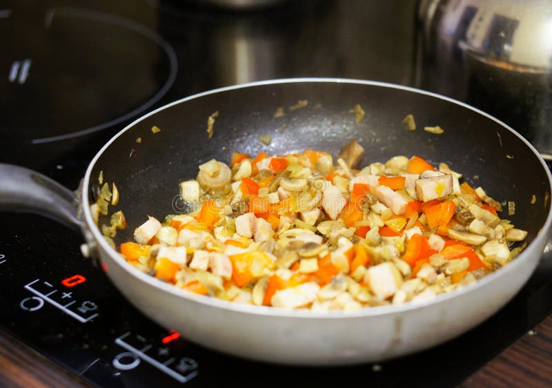 Cut vegetables stock photo. Image of vegetables, frying - 65935930