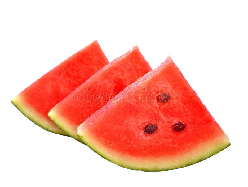 Cut Watermelon Pieces Isolated White on Background Stock Image - Image ...