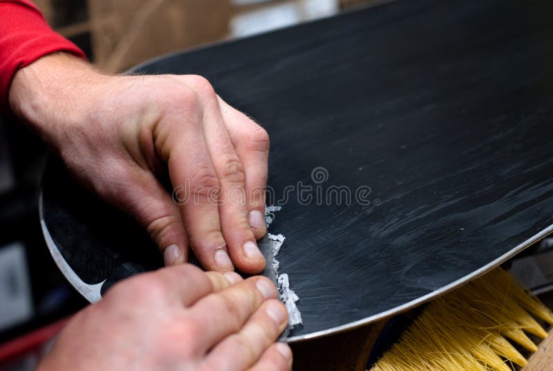 Cut wax stock image. Image of snowboard, worker, edge - 13145237