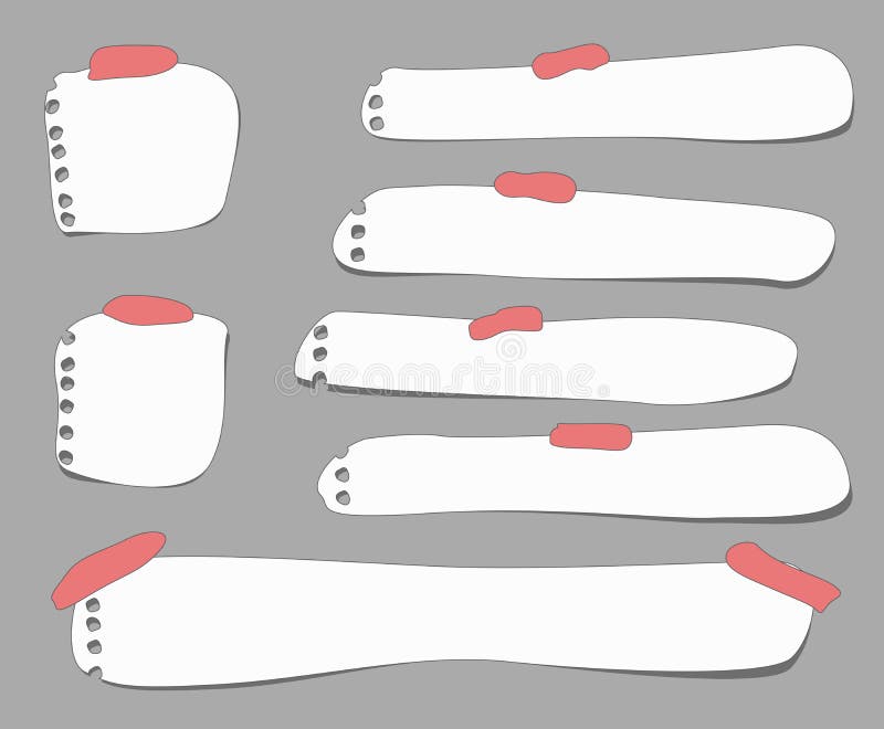 Cut White Notebook, Note Paper Sheets with Red Sticky Tape Stock Vector ...