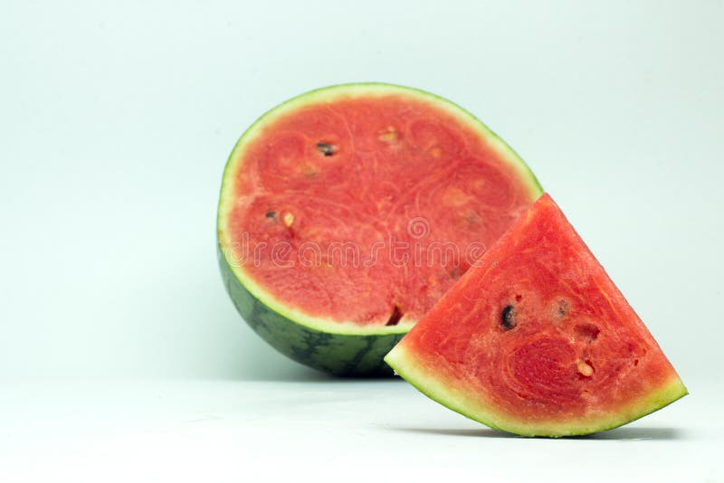 Cut and Whole Watermelon on White Background Stock Photo - Image of ...