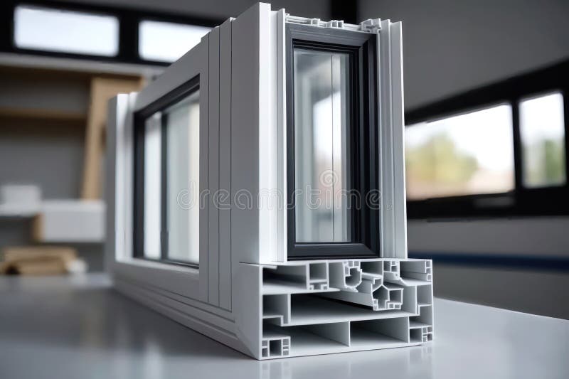 Cut of the Window Profile with Metal, Plastic and Glass. AI Generation ...