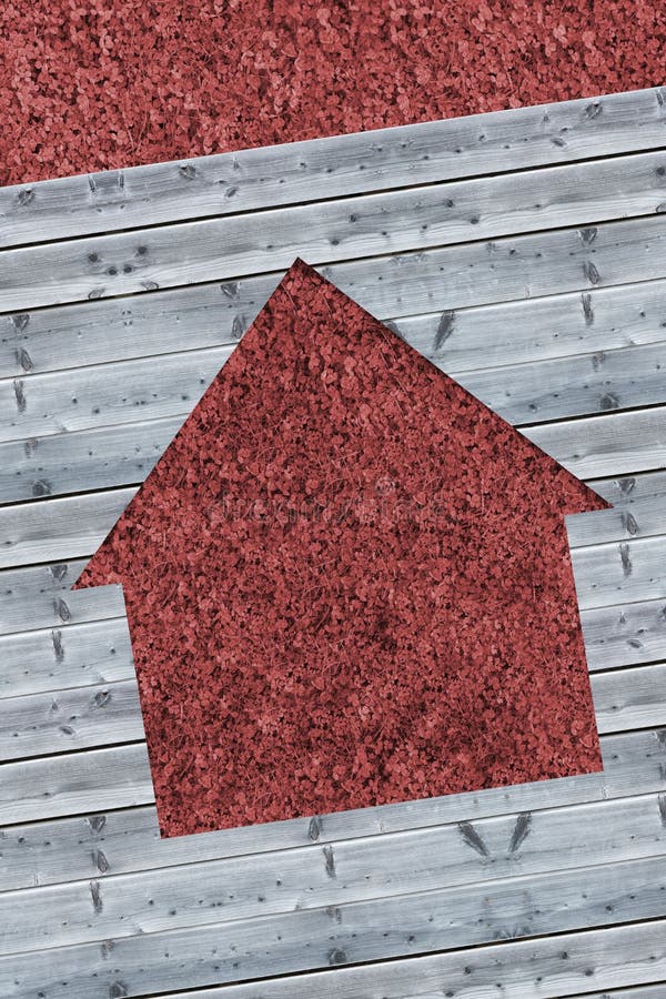 Cut Wooden Boards Forming House with Red Texture Stock Image - Image of ...