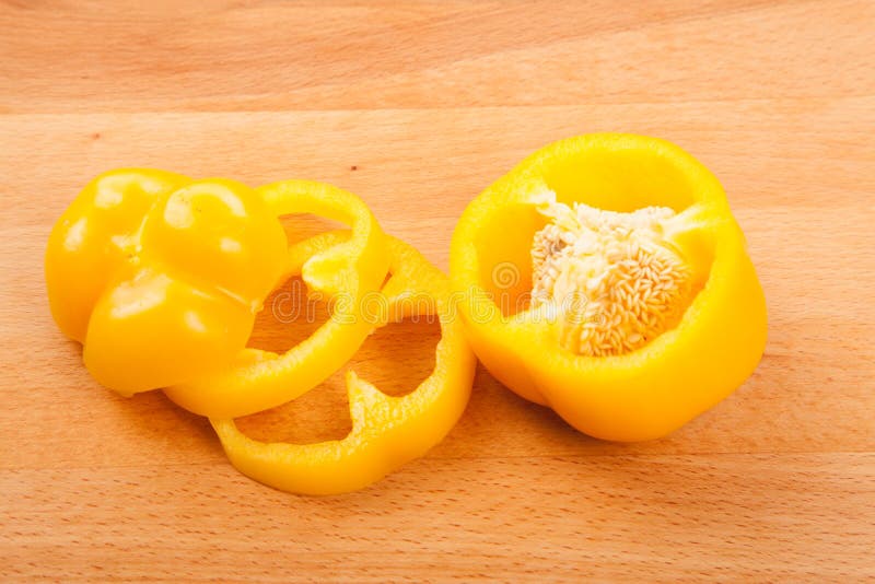 Cut Yellow Bell Pepper on Cutting Board Stock Image - Image of organic ...