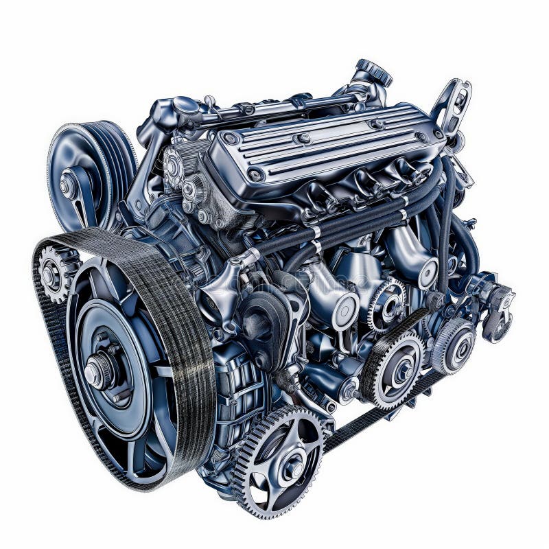 Cutaway Car Engine Illustration Stock Photo - Image of engineering ...