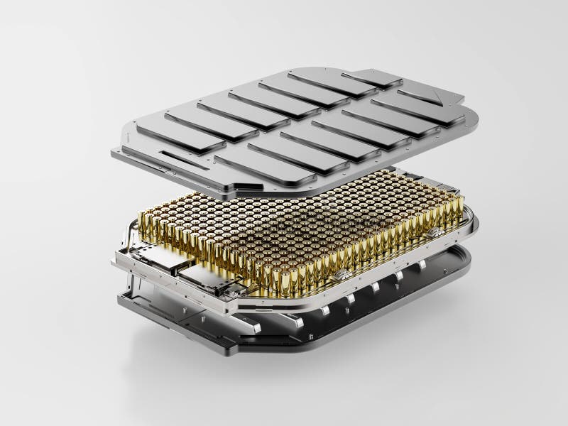 Cutaway Ev Battery with Golden Cylindrical Cells Stock Illustration ...