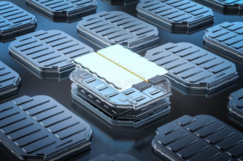 Cutaway Ev Battery Module with Glow Stock Illustration - Illustration ...