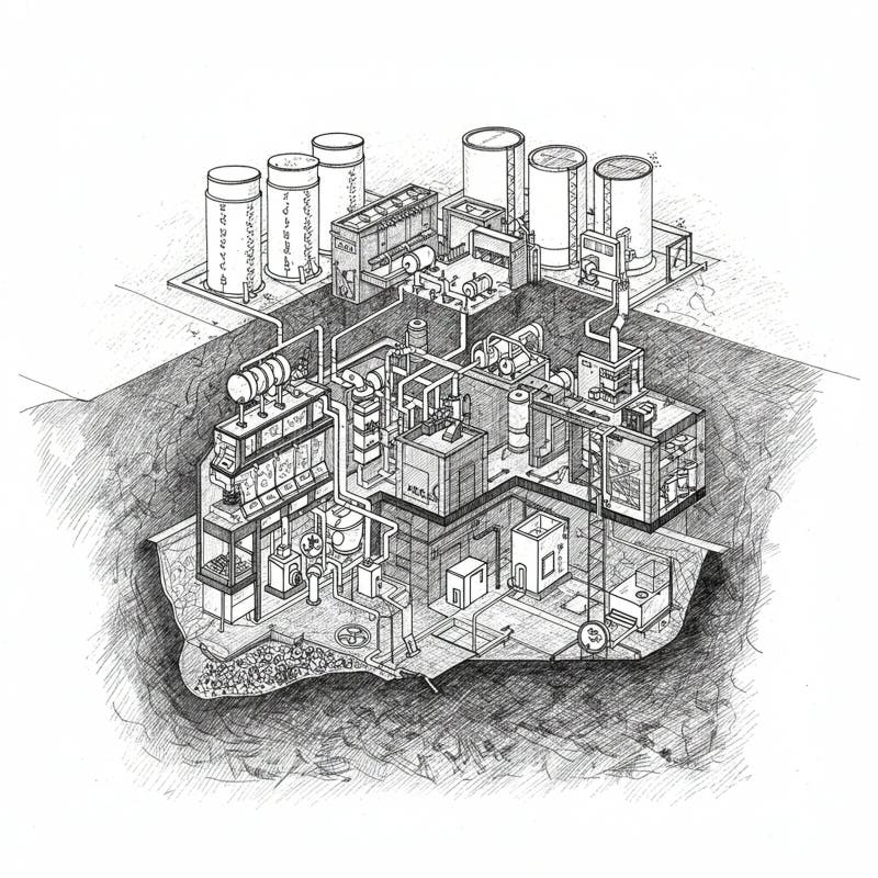 Cutaway Illustration of an Underground Nuclear Waste Storage Facility ...