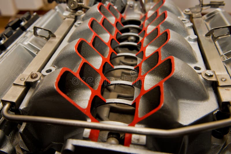 Cutaway Model of a Car Engine. Tutorial for Car Mechanics Stock Image ...