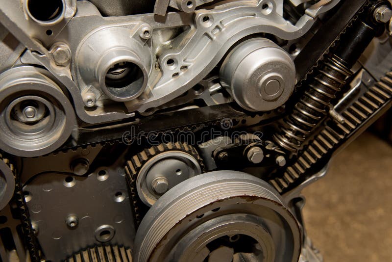 Cutaway Model of a Car Engine. Tutorial for Car Mechanics. Stock Image ...