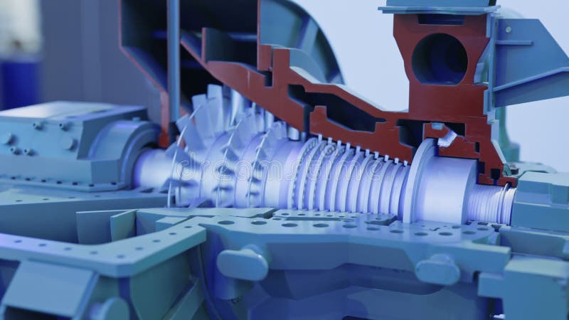 Cutaway Model of Industrial Turbine Engine Gearbox Stock Video - Video ...