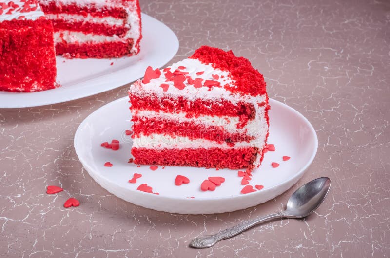 Cutaway Red Velvet Cake, Classic Three-layer Red Sponge Cake with ...
